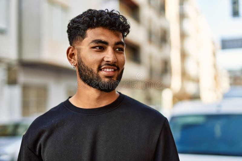 Young Arab Man Smiling Confident at Street Stock Image - Image of ...
