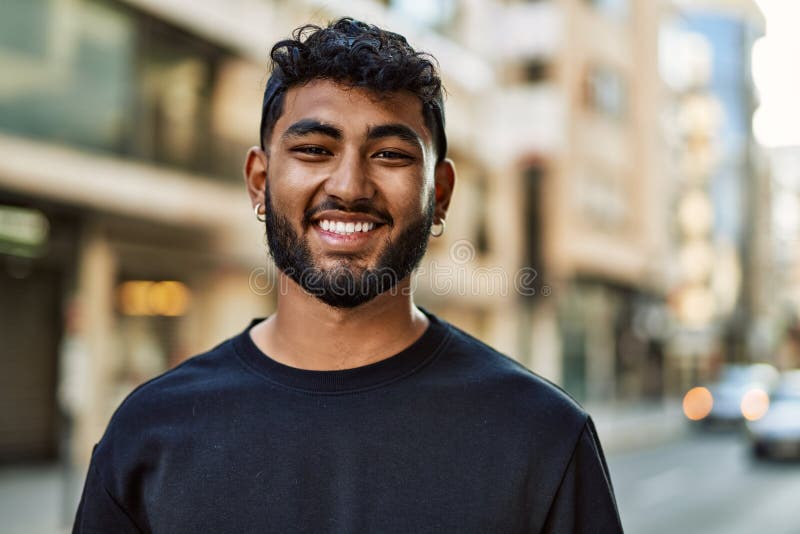 Young Arab Man Smiling Confident Wearing Cap at Street Stock Image ...