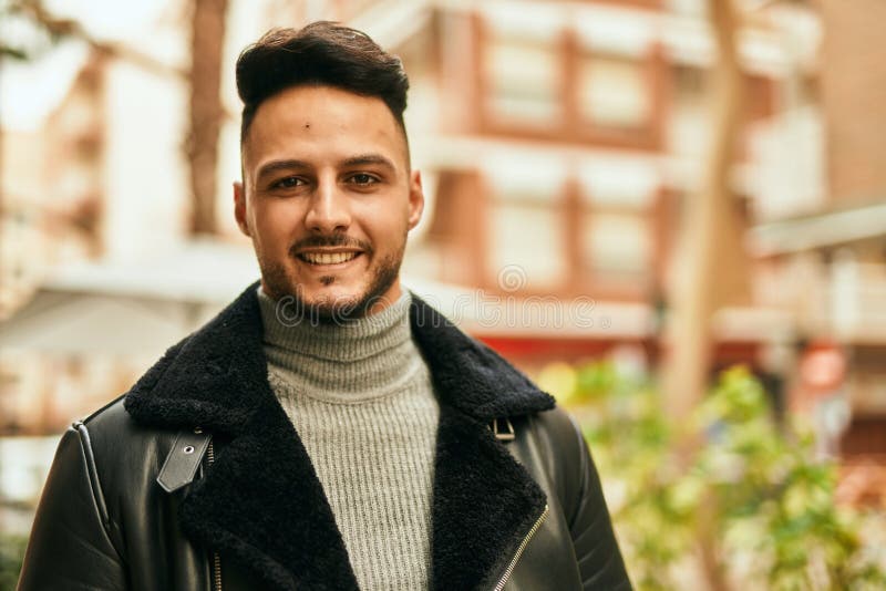 Young Arab Man Smiling Happy Standing at the City Stock Photo - Image ...