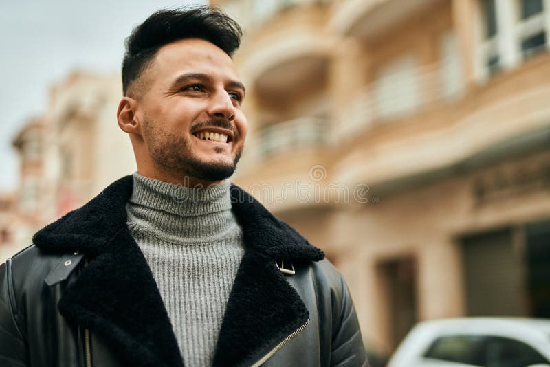 Young Arab Man Smiling Happy Standing at the City Stock Image - Image ...