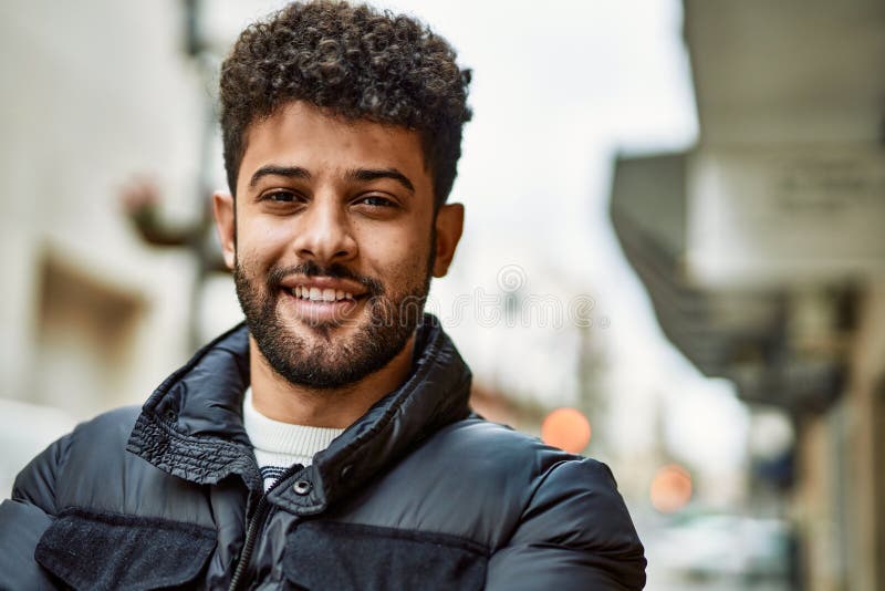 Young Arab Man Smiling Outdoor at the Town Stock Image - Image of happy ...