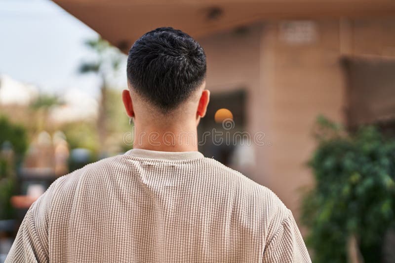 Young Arab Man Standing on Back View at Street Stock Photo - Image of ...