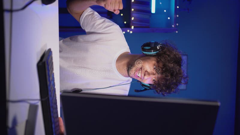 Young Angry Arabic Man Plays Computer Games at Home, Upset about the ...