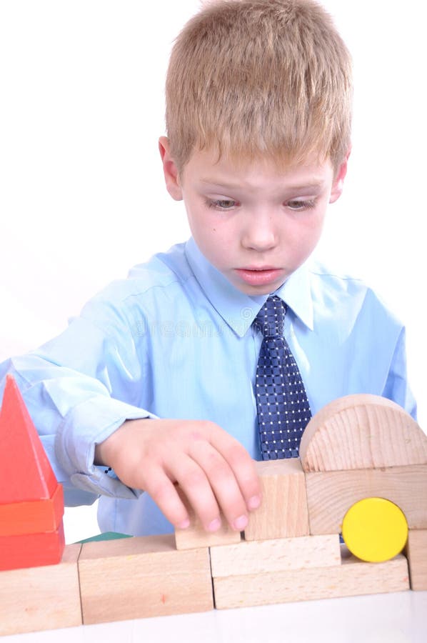 Young Architect with Blocks Stock Photo - Image of play, head: 17148808