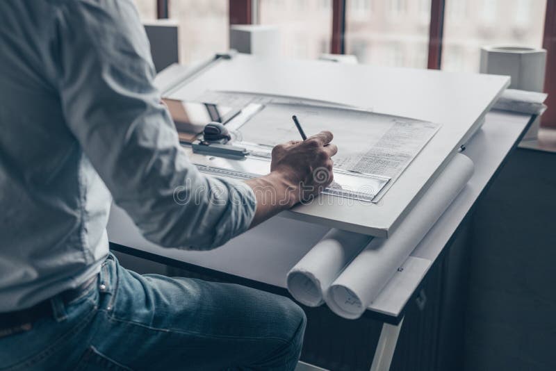Architect work table stock photo. Image of hotel, development - 8344566