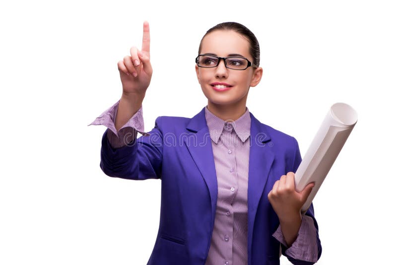 Young Architect Wth Drawing Isolated White Stock Photos - Free ...