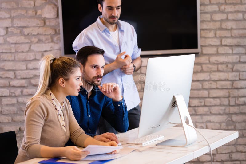 Young Architects Working on Project in Office Stock Photo - Image of ...