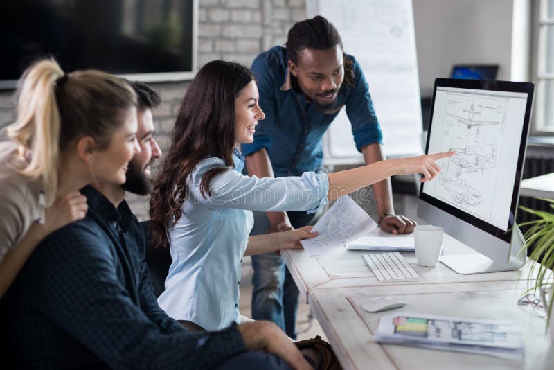 Young Architects Working on Project in Office Stock Image - Image of ...