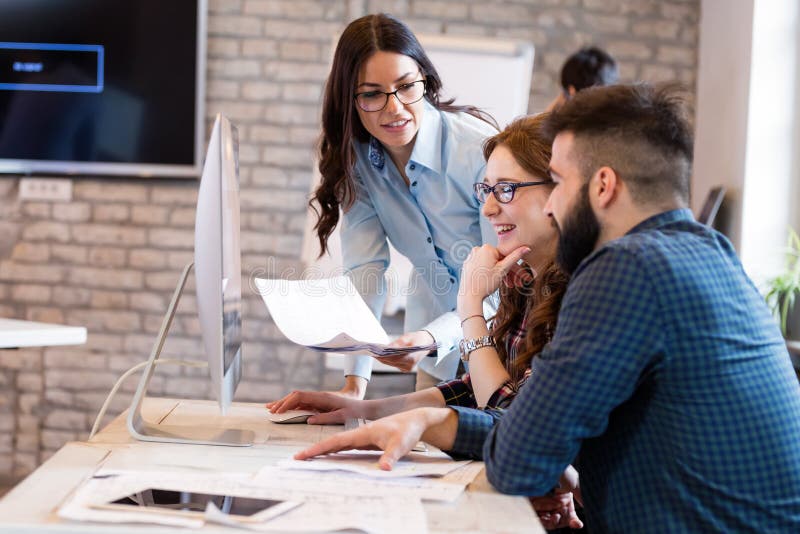 Young Architects Working on Project in Office Stock Image - Image of ...