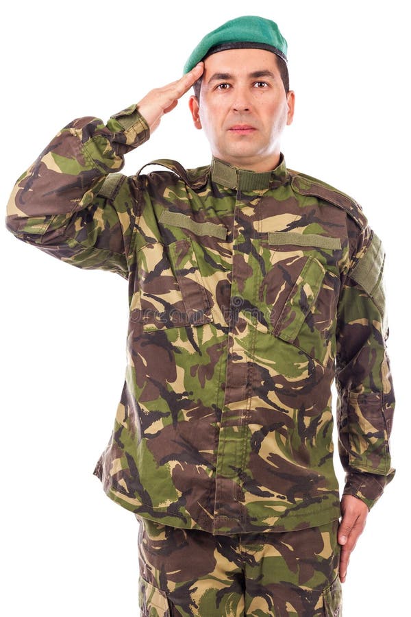 Young Army Soldier Saluting Stock Image - Image of caucasian, heroes ...