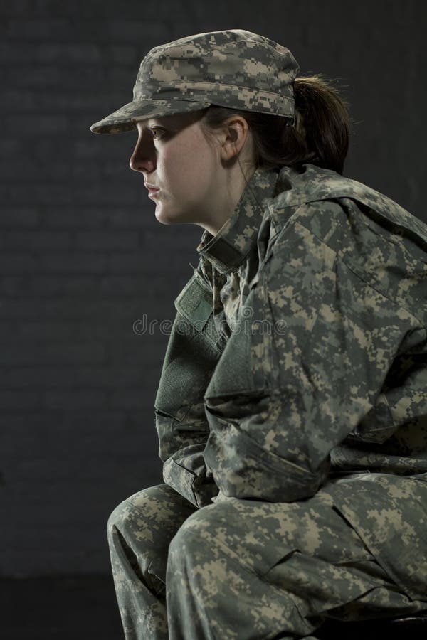 Young Army Woman Dealing with PTSD Stock Image - Image of psychotherapy ...