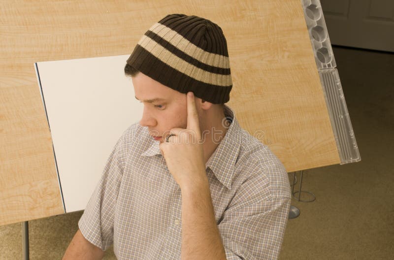 Young Artist at Drawing Table Stock Image - Image of table, wood: 8670533