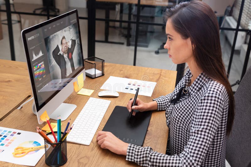 Young Artist Graphic Designer Using Tablet Stock Image - Image of ...