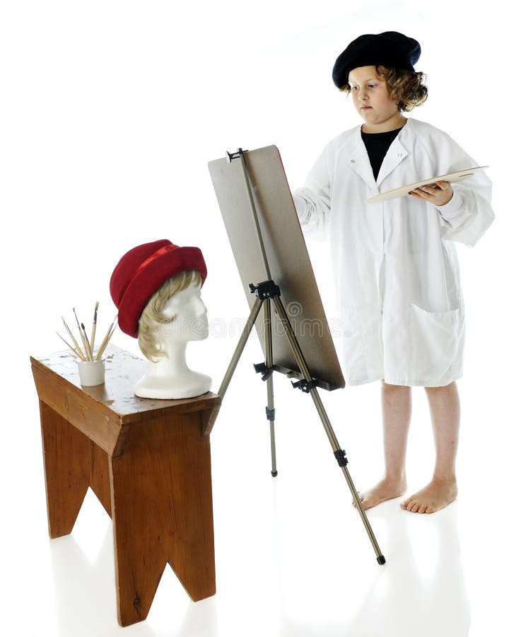 Young Artist at Work stock image. Image of woman, easel - 26559223