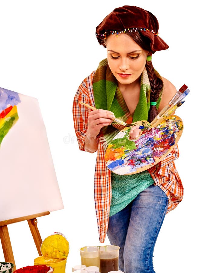 Young Artist at Work Near Easel Stock Image - Image of lifestyle ...