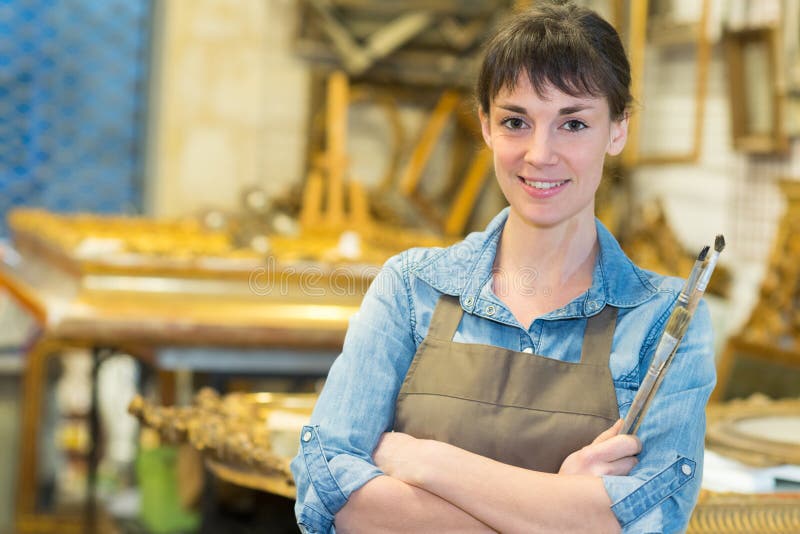 Young Artist at Work in Workshop Stock Image - Image of artistic ...