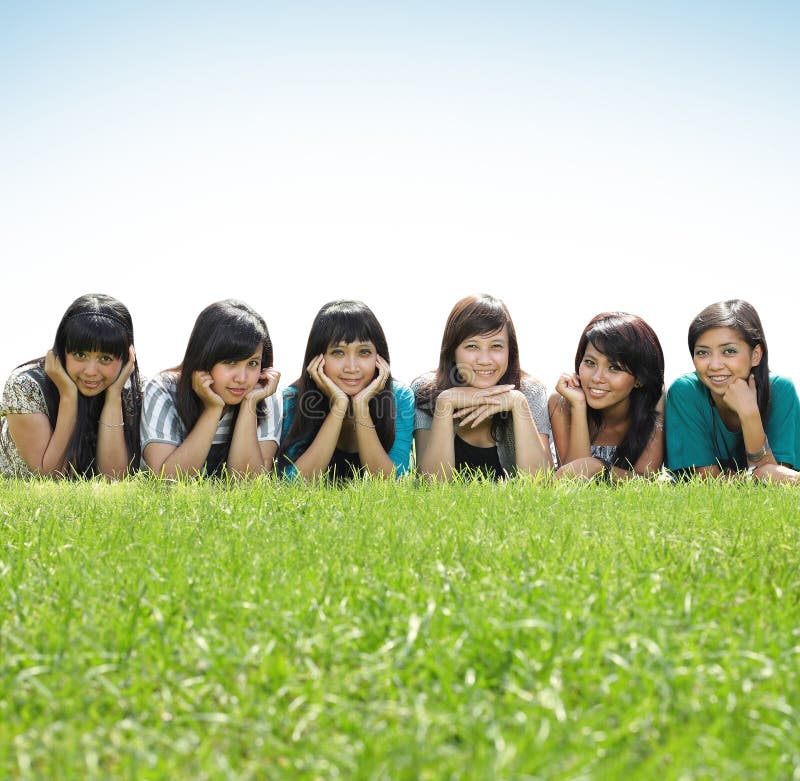 Young Asian Best Friend Having Laugh Outdoor Stock Image - Image of ...