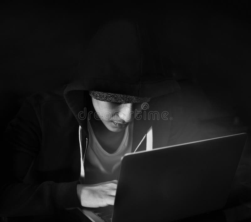 Man Wearing Hoodie in Computer Hacking Shoot Stock Photo - Image of ...