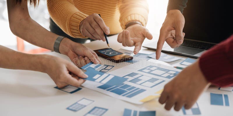 Young Asian Business Creative Team Work Together, Mobile Application ...