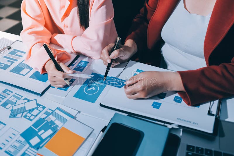 Young Asian Business Creative Team Work Together, Mobile Application ...