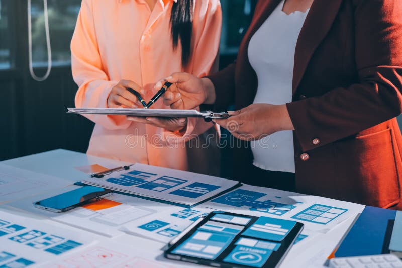 Young Asian Business Creative Team Work Together, Mobile Application ...