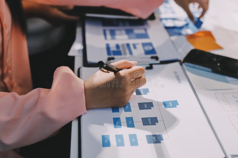 Young Asian Business Creative Team Work Together, Mobile Application ...