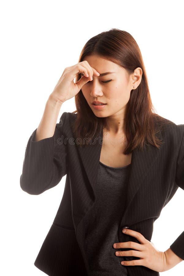 Young Asian Business Woman Got Sick and Headache. Stock Photo - Image ... Young Asian Business Woman Got Sick and Headache. Stock Photo - Image ...