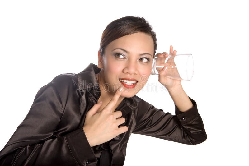 Young Asian Businesswoman Eavesdropping Stock Photo - Image of female ...
