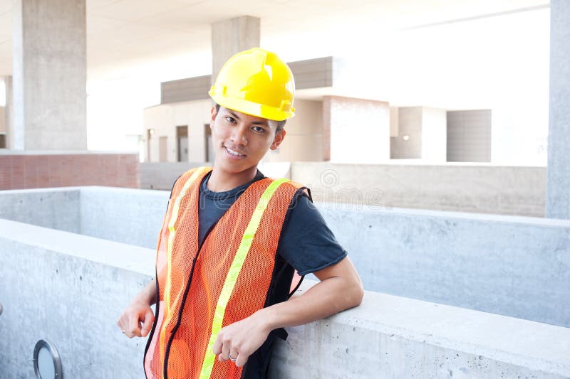 Young Asian Construction Worker Stock Photo - Image of asian, helmet ...