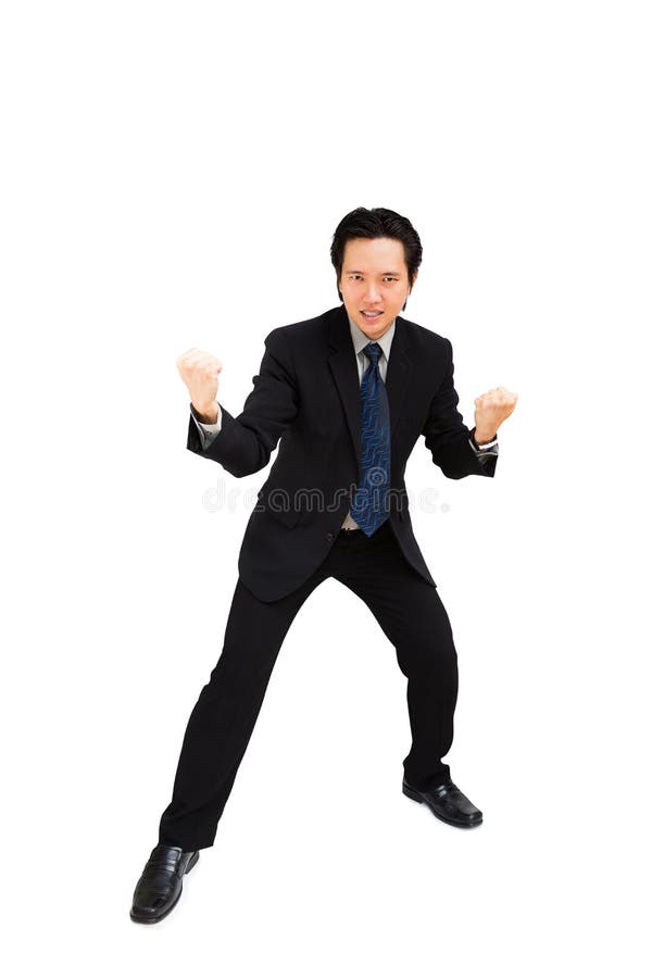 Man in White Shirt Doing Fighting Stance Stock Image - Image of ...