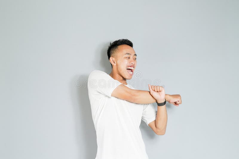 A Young Asian is Doing a Sports Warm-up Stock Image - Image of asian ...