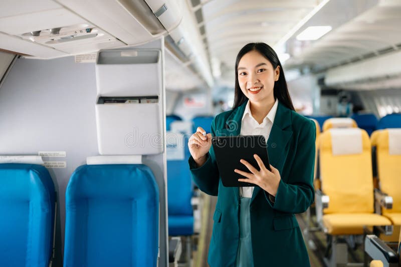 Young Asian Executive Excels in First Class, Multitasking with Digital ...