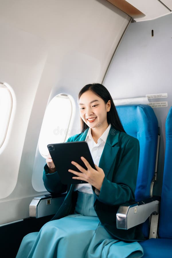 Young Asian Executive Excels in First Class, Multitasking with Digital ...