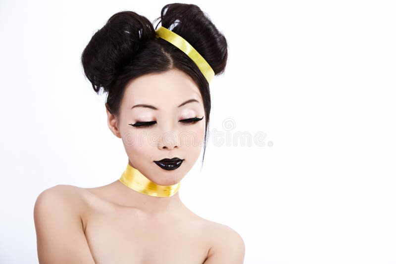 Asian Female with Creative Colorful Makeup Stock Image - Image of adult ...