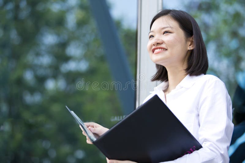 Young Asian Female Executive Holding File Stock Photo - Image of asean ...