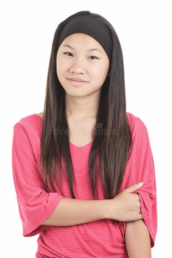 Young Asian Girl , Isolated on White Background Stock Image - Image of ...
