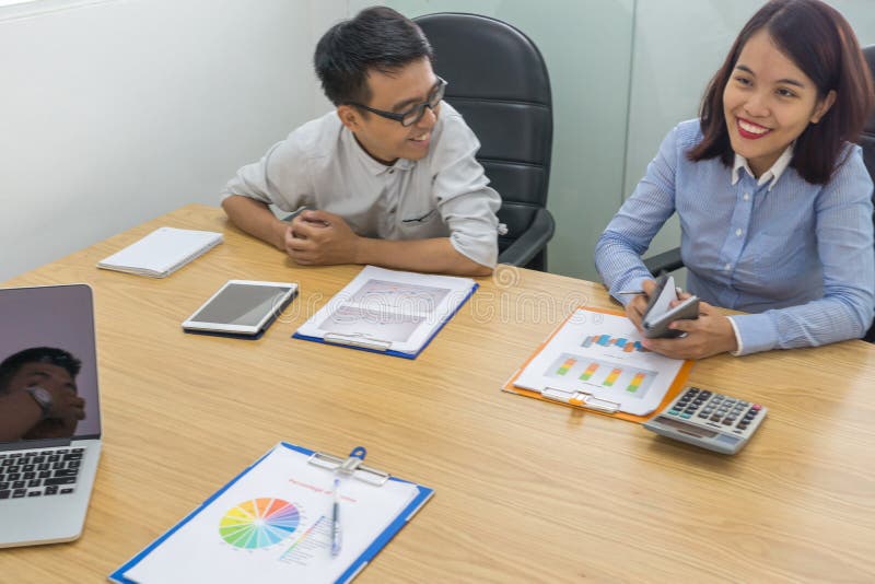 Asian Office Employees Working in the Office Stock Photo - Image of ...