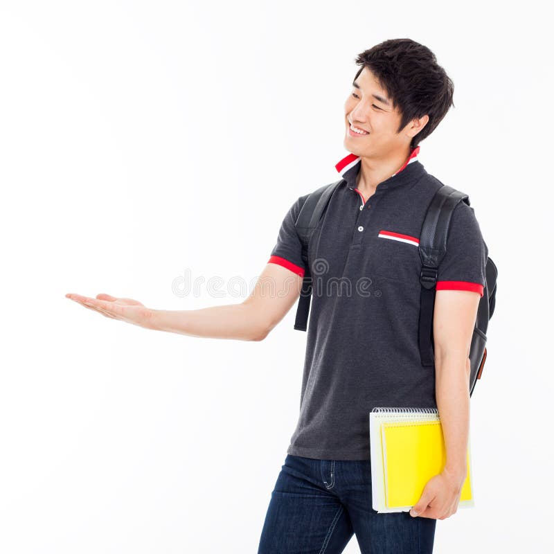 Young Asian Student Present Something. Stock Photo - Image of portrait ...