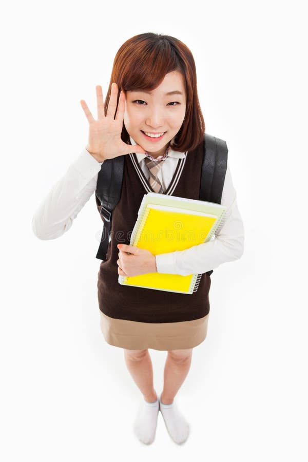 Young Asian Student Isolated on White Background. Stock Photo - Image ...