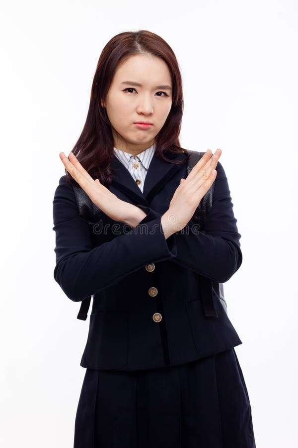 Young Asian Student Show X Sign Stock Image - Image of people, pretty ...