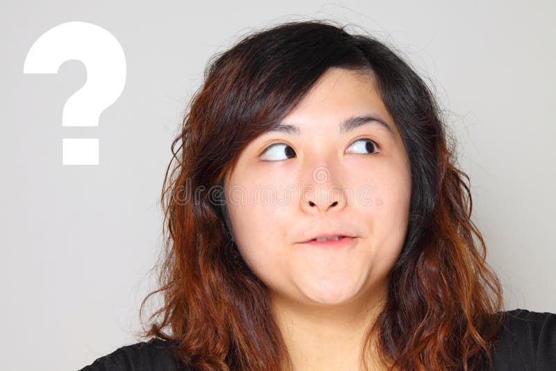 Young Asian Woman Got a Question and Thinking Stock Photo - Image of ...