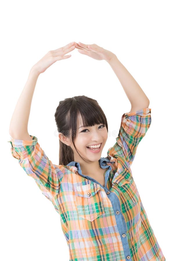 Young Asian Woman Holding Both Hands Above Her Head Stock Photo - Image ... Young Asian Woman Holding Both Hands Above Her Head Stock Photo - Image ...