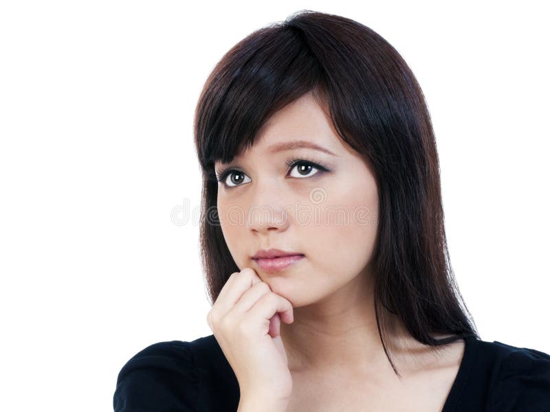 Thinking Beautiful Asian Woman Stock Image - Image of glamour ...