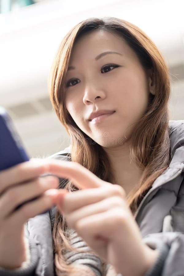 Young Asian Woman Using Cellphone Stock Image - Image of communication ...