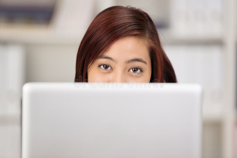 Young Asian Woman Working at a Computer Stock Image - Image of female ...