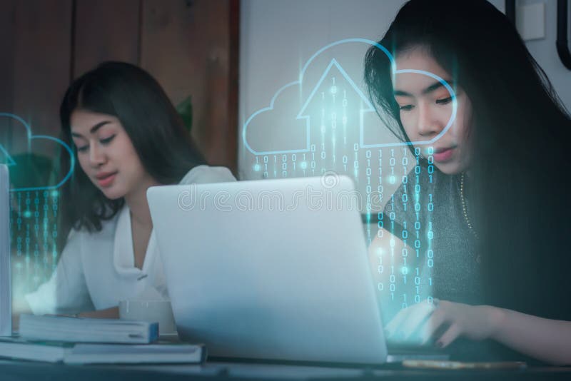 Young Asian Women Use Computers To Work from Home Stock Photo - Image ...
