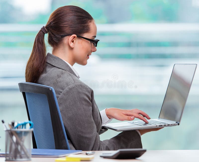 Young Assistant Working in the Office Stock Image - Image of ...