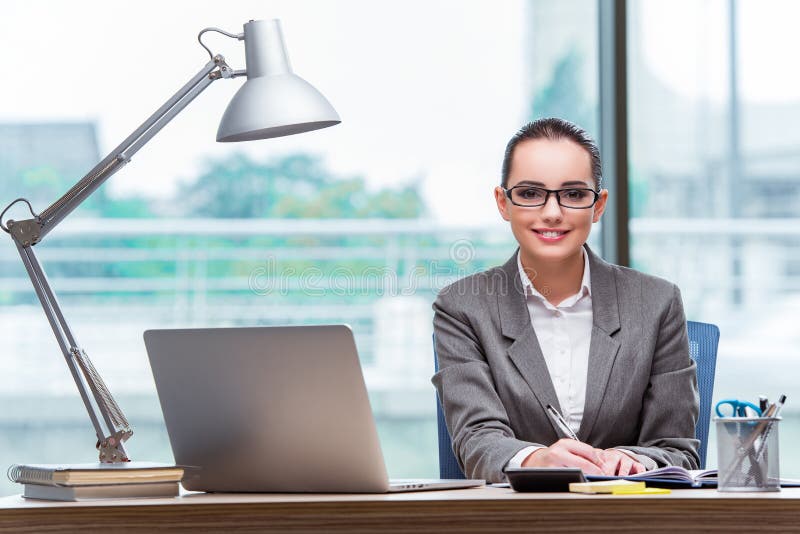 The Young Assistant Working in the Office Stock Image - Image of ...