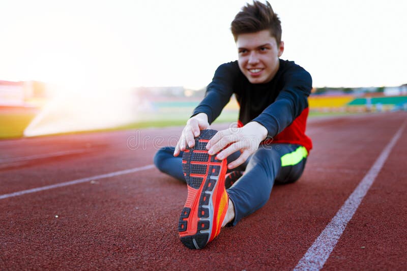 Young Athlete Doing an Exercise in Training Stock Image - Image of ...