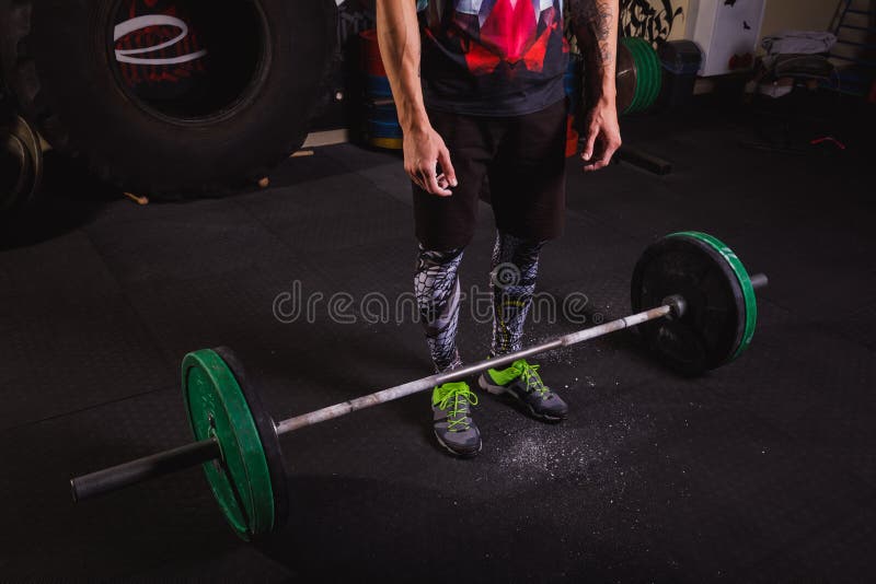 Young Athlete Getting Ready for Weight Lifting Training. Stock Image ...